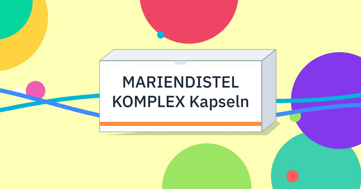 Symbolbild: Packung mit der Aufschrift MARIENDISTEL KOMPLEX Kapseln (PZN 19414075) – Verfügbarkeit und Bezug in Apotheken in Frankfurt am Main
