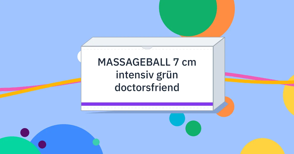 Symbolbild: Packung mit der Aufschrift MASSAGEBALL 7 cm intensiv grün doctorsfriend (PZN 19539724) – Verfügbarkeit und Bezug in Apotheken in Frankfurt am Main