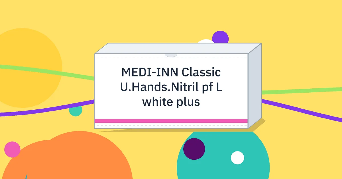 Symbolbild: Packung mit der Aufschrift MEDI-INN Classic U.Hands.Nitril pf L white plus (PZN 18854197) – Verfügbarkeit und Bezug in Apotheken in Frankfurt am Main