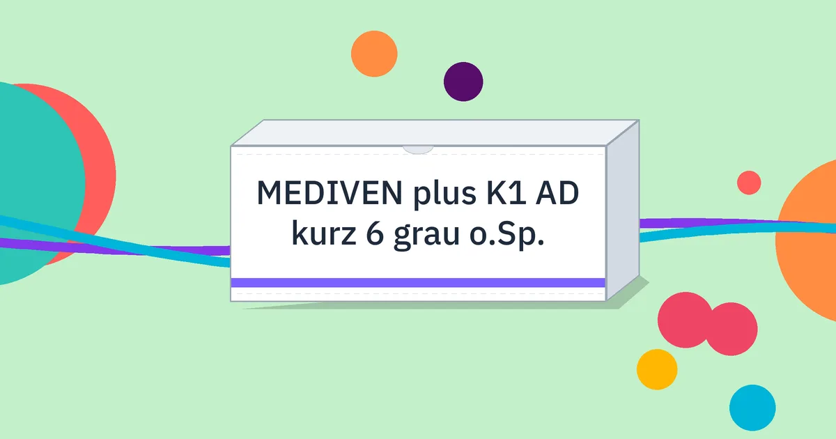Symbolbild: Packung mit der Aufschrift MEDIVEN plus K1 AD kurz 6 grau o.Sp. (PZN 18933927) – Verfügbarkeit und Bezug in Apotheken in Frankfurt am Main