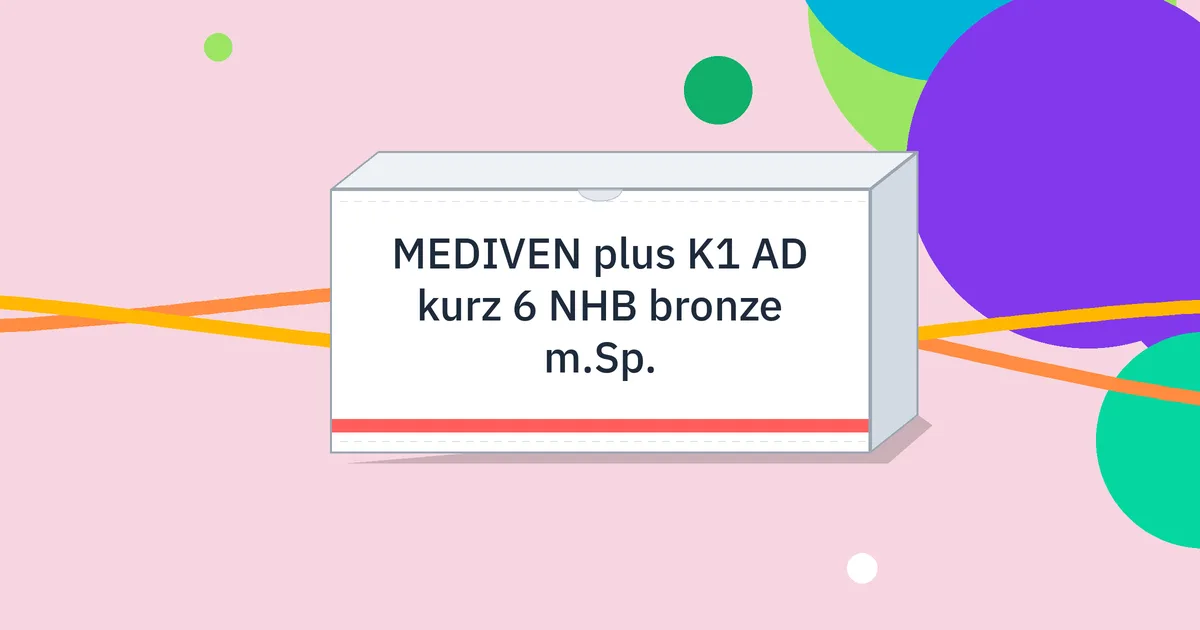 Symbolbild: Packung mit der Aufschrift MEDIVEN plus K1 AD kurz 6 NHB bronze m.Sp. (PZN 15898366) – Verfügbarkeit und Bezug in Apotheken in Frankfurt am Main