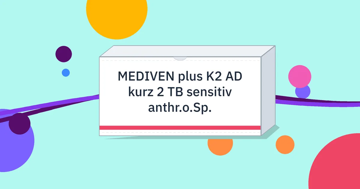 Symbolbild: Packung mit der Aufschrift MEDIVEN plus K2 AD kurz 2 TB sensitiv anthr.o.Sp. (PZN 15105816) – Verfügbarkeit und Bezug in Apotheken in Frankfurt am Main