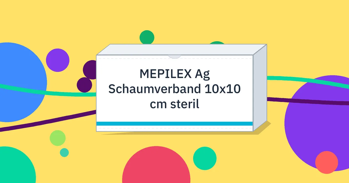 Symbolbild: Packung mit der Aufschrift MEPILEX Ag Schaumverband 10x10 cm steril (PZN 10976966) – Verfügbarkeit und Bezug in Apotheken in Frankfurt am Main
