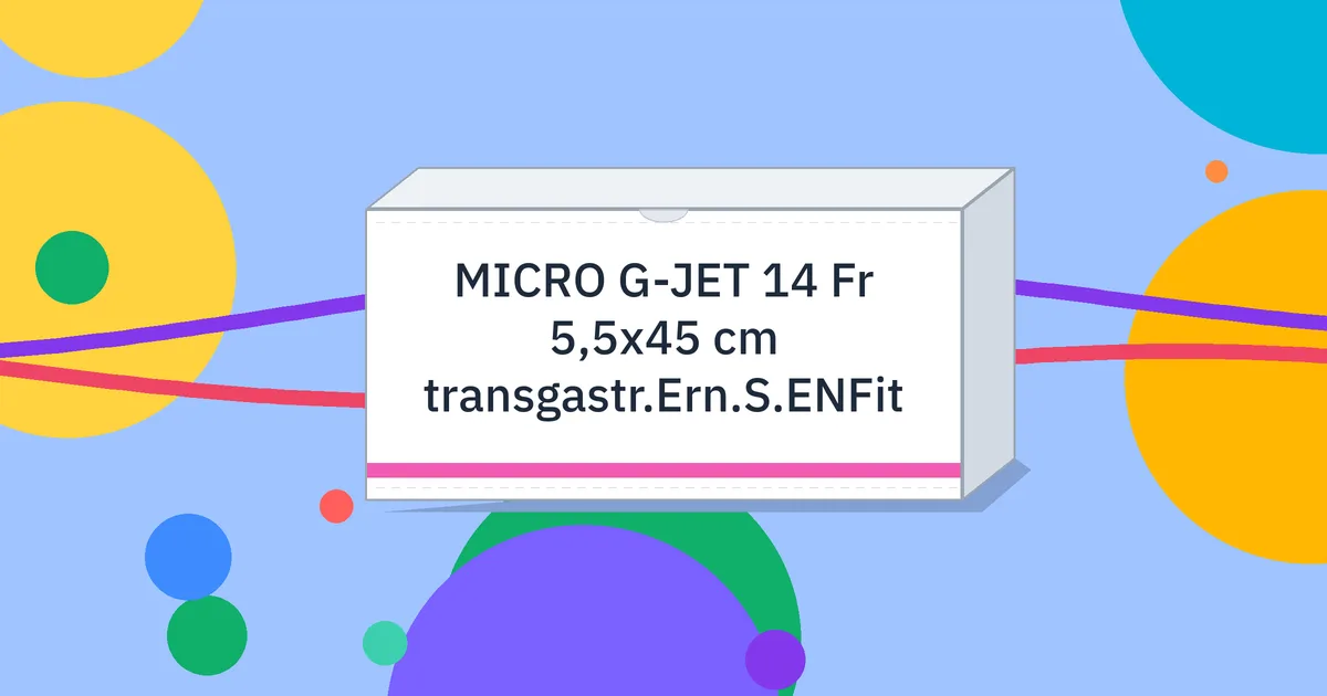 Symbolbild: Packung mit der Aufschrift MICRO G-JET 14 Fr 5,5x45 cm transgastr.Ern.S.ENFit (PZN 17818986) – Verfügbarkeit und Bezug in Apotheken in Frankfurt am Main