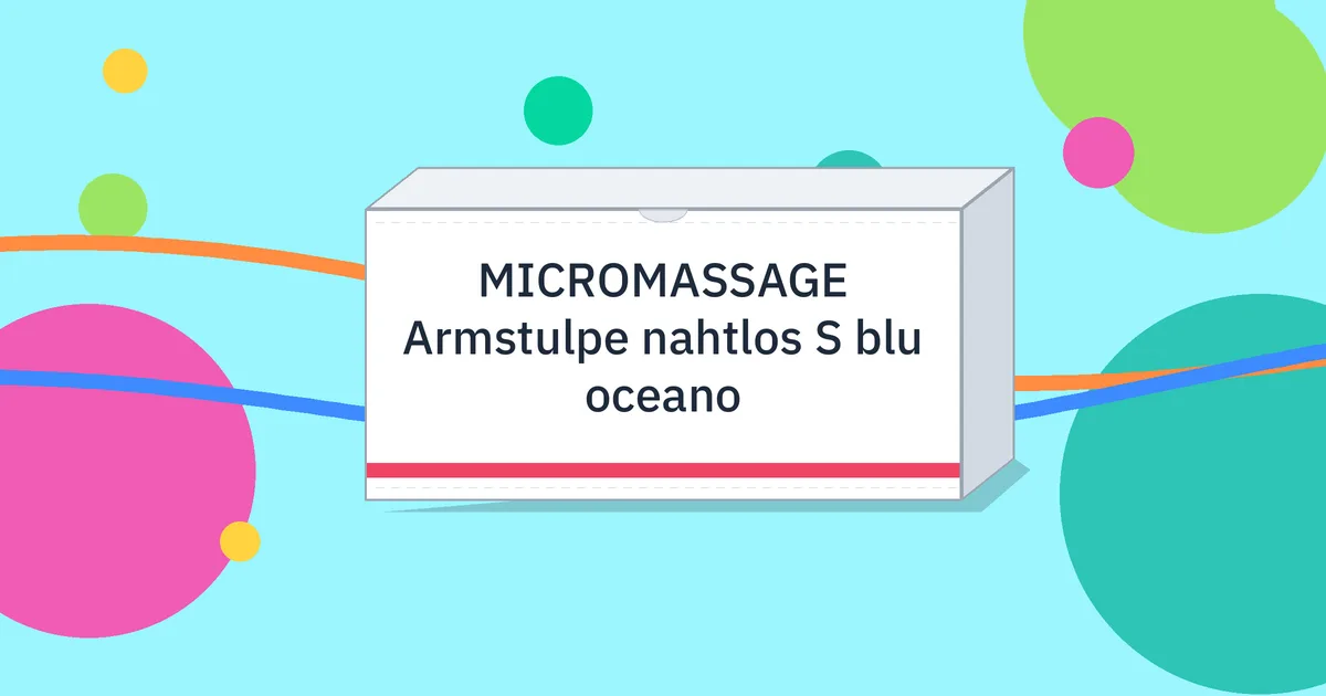 Symbolbild: Packung mit der Aufschrift MICROMASSAGE Armstulpe nahtlos S blu oceano (PZN 16193047) – Verfügbarkeit und Bezug in Apotheken in Frankfurt am Main
