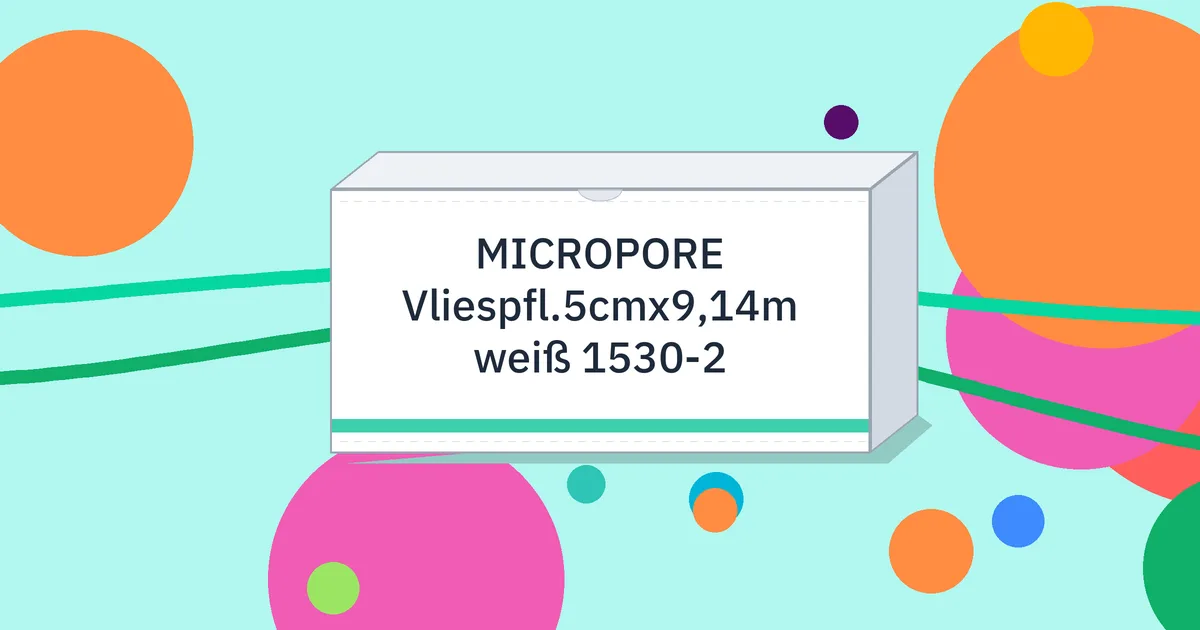Symbolbild: Packung mit der Aufschrift MICROPORE Vliespfl.5cmx9,14m weiß 1530-2 (PZN 09007736) – Verfügbarkeit und Bezug in Apotheken in Frankfurt am Main
