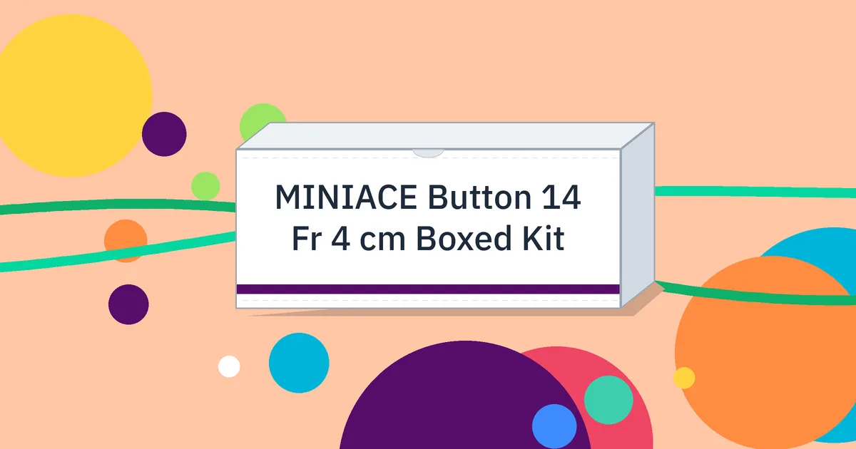 Symbolbild: Packung mit der Aufschrift MINIACE Button 14 Fr 4 cm Boxed Kit (PZN 16954138) – Verfügbarkeit und Bezug in Apotheken in Frankfurt am Main