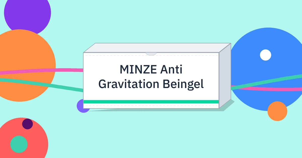 Symbolbild: Packung mit der Aufschrift MINZE Anti Gravitation Beingel (PZN 05488242) – Verfügbarkeit und Bezug in Apotheken in Frankfurt am Main