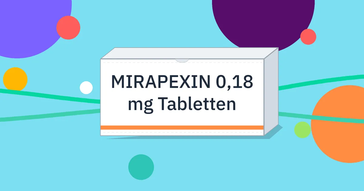 Symbolbild: Packung mit der Aufschrift MIRAPEXIN 0,18 mg Tabletten (PZN 07024860) – Verfügbarkeit und Bezug in Apotheken in Frankfurt am Main