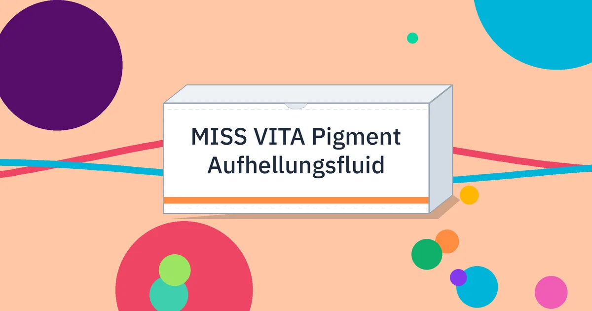 Symbolbild: Packung mit der Aufschrift MISS VITA Pigment Aufhellungsfluid (PZN 17585105) – Verfügbarkeit und Bezug in Apotheken in Frankfurt am Main