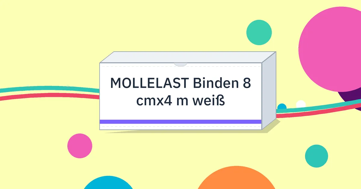 Symbolbild: Packung mit der Aufschrift MOLLELAST Binden 8 cmx4 m weiß (PZN 16164962) – Verfügbarkeit und Bezug in Apotheken in Frankfurt am Main