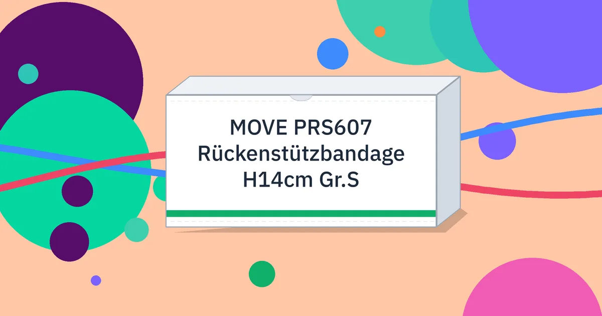 Symbolbild: Packung mit der Aufschrift MOVE PRS607 Rückenstützbandage H14cm Gr.S (PZN 19133399) – Verfügbarkeit und Bezug in Apotheken in Frankfurt am Main