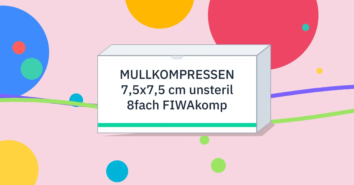 Symbolbild: Packung mit der Aufschrift MULLKOMPRESSEN 7,5x7,5 cm unsteril 8fach FIWAkomp (PZN 16657535) – Verfügbarkeit und Bezug in Apotheken in Frankfurt am Main