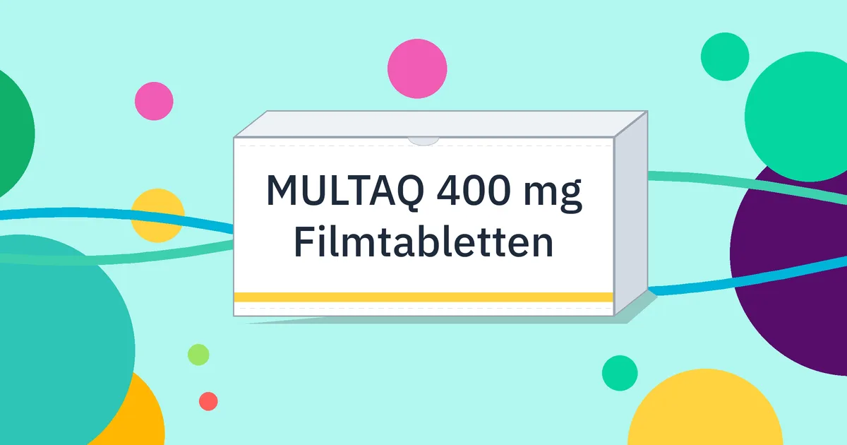 Symbolbild: Packung mit der Aufschrift MULTAQ 400 mg Filmtabletten (PZN 10354791) – Verfügbarkeit und Bezug in Apotheken in Frankfurt am Main
