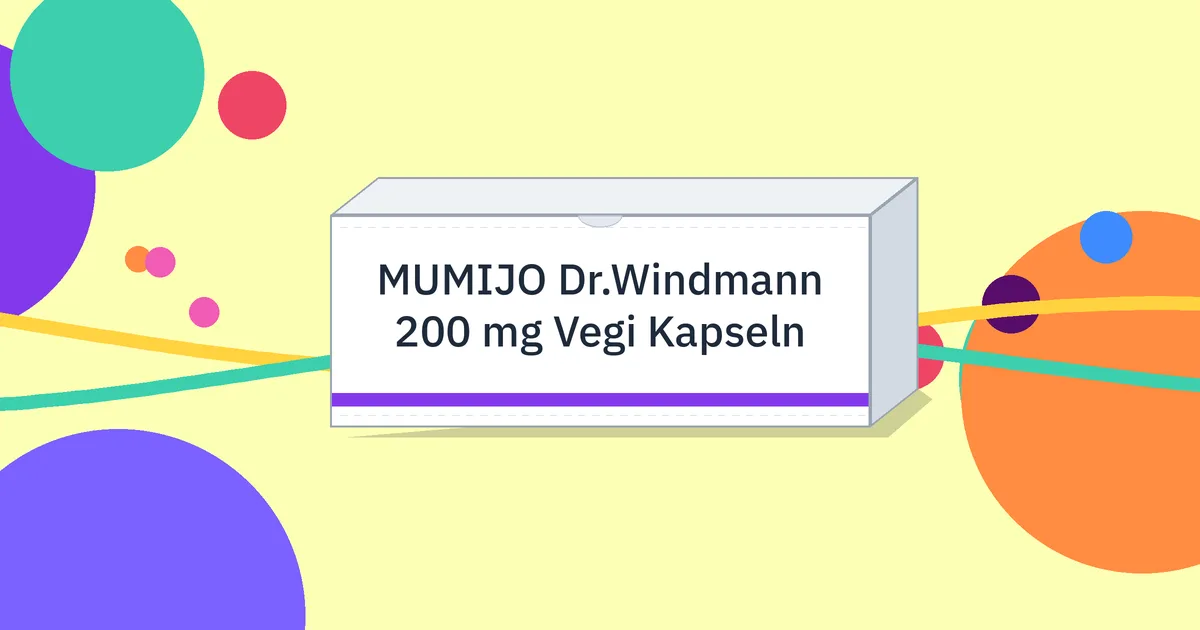 Symbolbild: Packung mit der Aufschrift MUMIJO Dr.Windmann 200 mg Vegi Kapseln (PZN 03070001) – Verfügbarkeit und Bezug in Apotheken in Frankfurt am Main