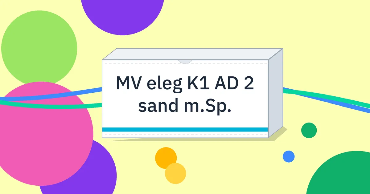 Symbolbild: Packung mit der Aufschrift MV eleg K1 AD 2 sand m.Sp. (PZN 18916633) – Verfügbarkeit und Bezug in Apotheken in Frankfurt am Main