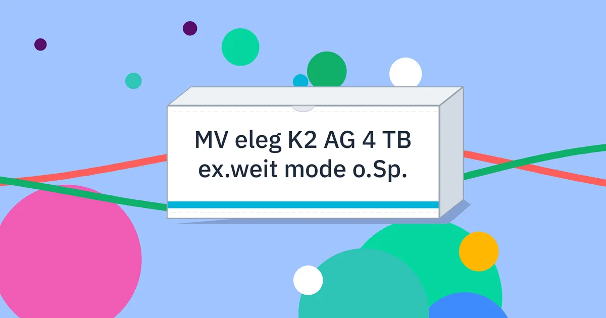 Symbolbild: Packung mit der Aufschrift MV eleg K2 AG 4 TB ex.weit mode o.Sp. (PZN 09877851) – Verfügbarkeit und Bezug in Apotheken in Frankfurt am Main