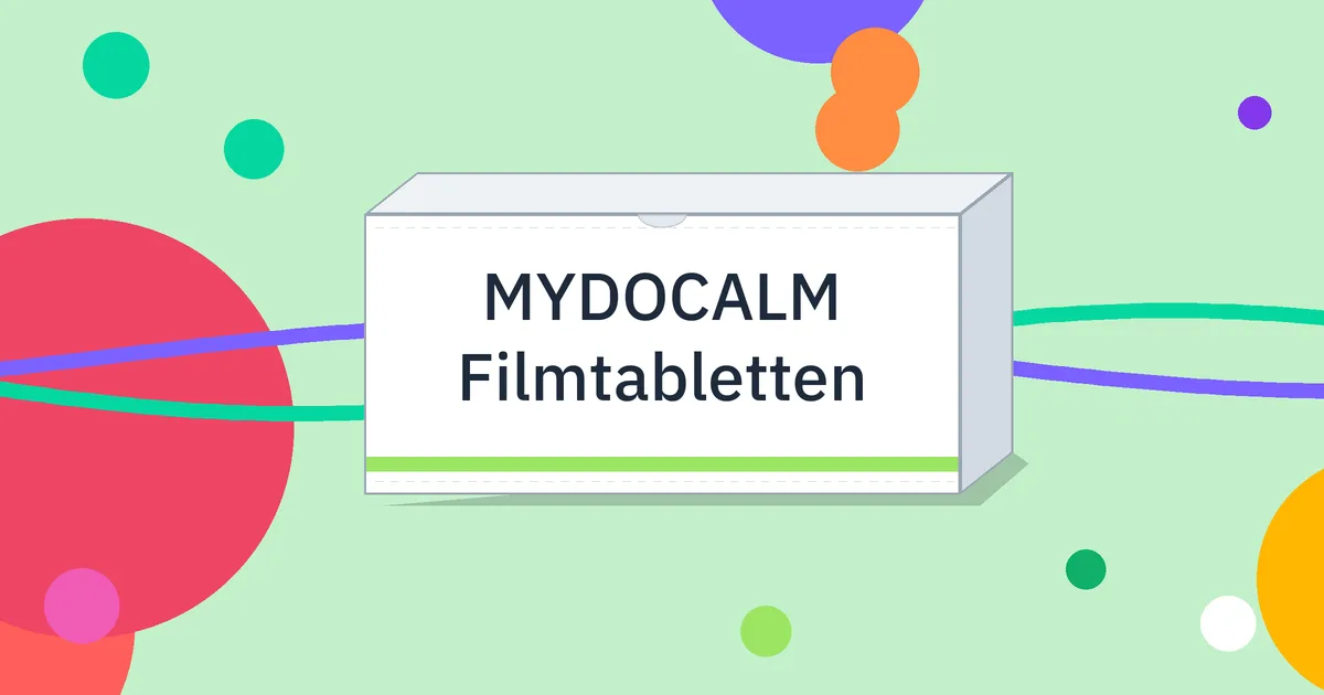 Symbolbild: Packung mit der Aufschrift MYDOCALM Filmtabletten (PZN 10545404) – Verfügbarkeit und Bezug in Apotheken in Frankfurt am Main