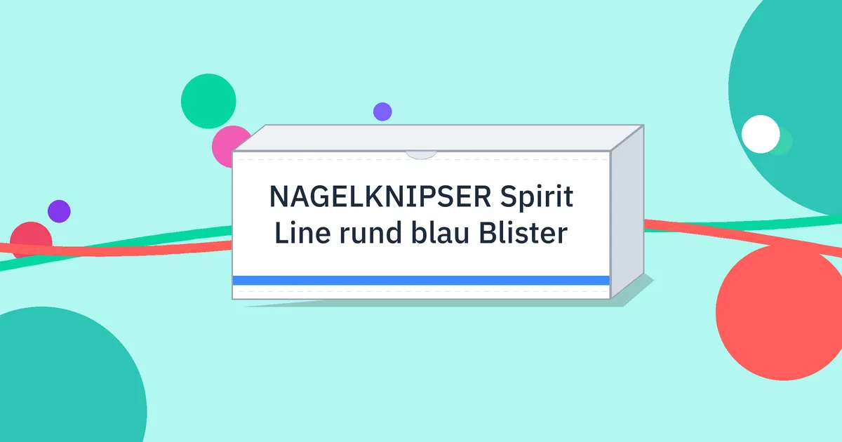 Symbolbild: Packung mit der Aufschrift NAGELKNIPSER Spirit Line rund blau Blister (PZN 10348810) – Verfügbarkeit und Bezug in Apotheken in Frankfurt am Main
