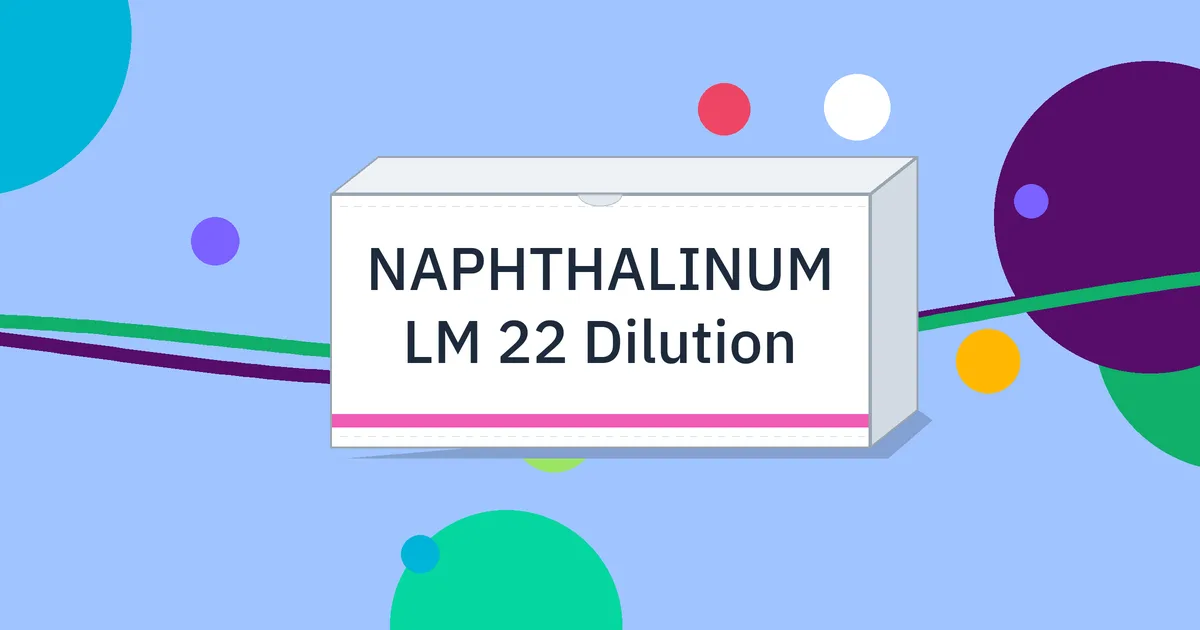 Symbolbild: Packung mit der Aufschrift NAPHTHALINUM LM 22 Dilution (PZN 12958576) – Verfügbarkeit und Bezug in Apotheken in Frankfurt am Main