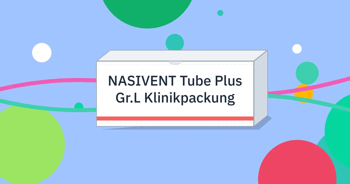 Symbolbild: Packung mit der Aufschrift NASIVENT Tube Plus Gr.L Klinikpackung (PZN 17536064) – Verfügbarkeit und Bezug in Apotheken in Frankfurt am Main