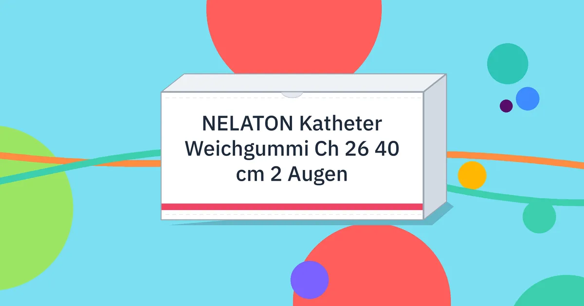 Symbolbild: Packung mit der Aufschrift NELATON Katheter Weichgummi Ch 26 40 cm 2 Augen (PZN 10085701) – Verfügbarkeit und Bezug in Apotheken in Frankfurt am Main