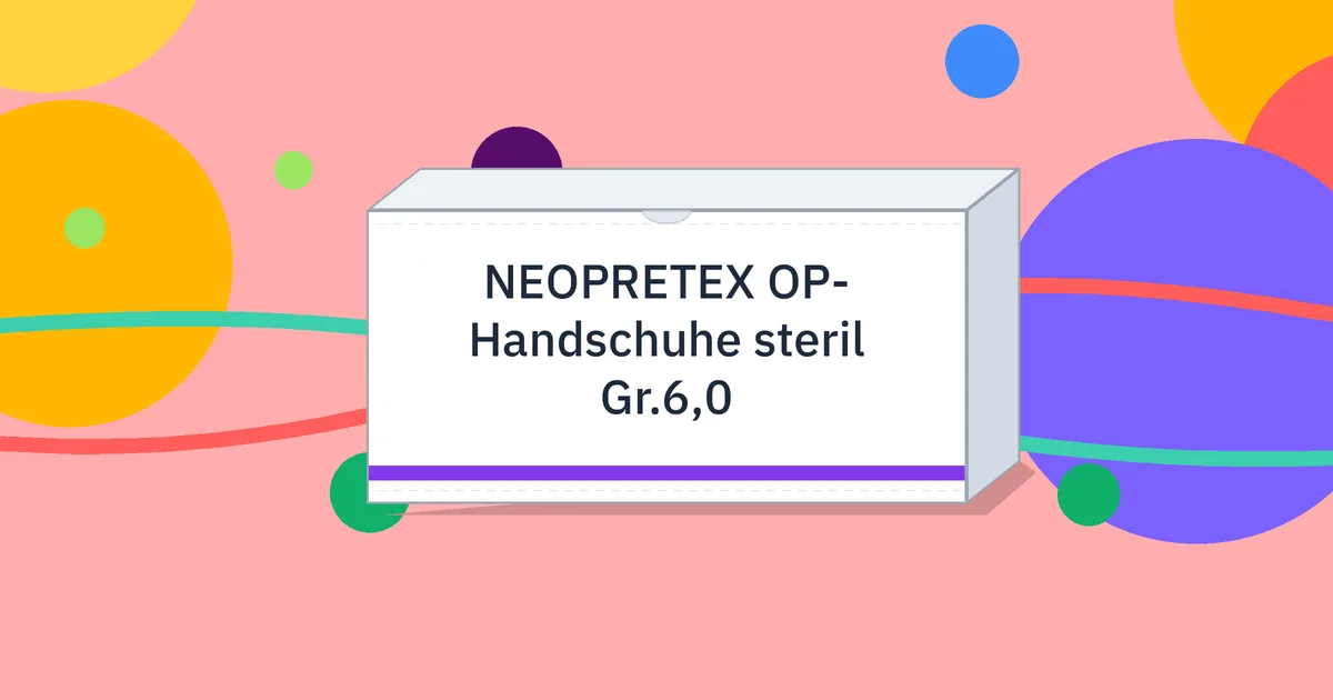 Symbolbild: Packung mit der Aufschrift NEOPRETEX OP-Handschuhe steril Gr.6,0 (PZN 02426890) – Verfügbarkeit und Bezug in Apotheken in Frankfurt am Main