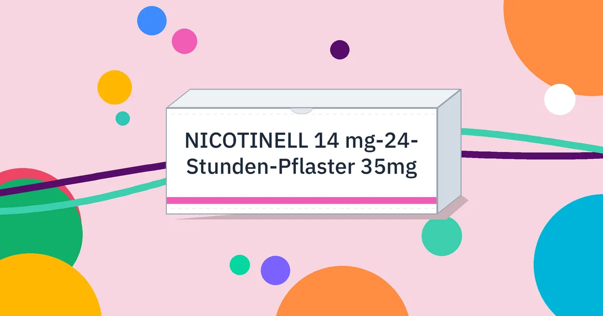 Symbolbild: Packung mit der Aufschrift NICOTINELL 14 mg-24-Stunden-Pflaster 35mg (PZN 03764531) – Verfügbarkeit und Bezug in Apotheken in Frankfurt am Main