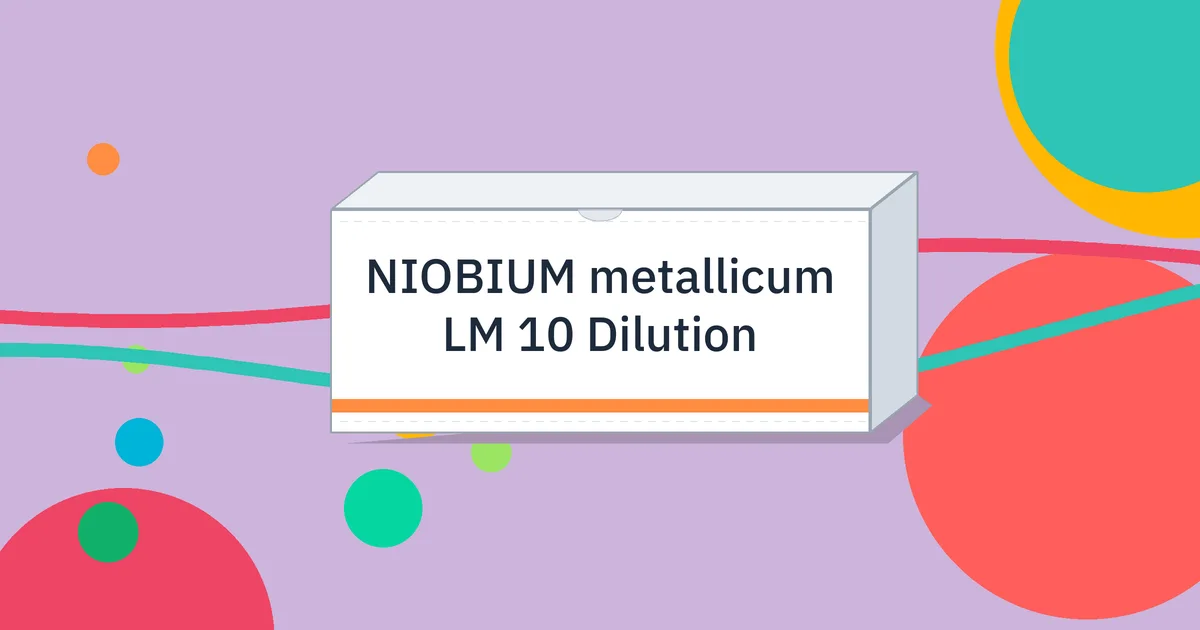 Symbolbild: Packung mit der Aufschrift NIOBIUM metallicum LM 10 Dilution (PZN 13619095) – Verfügbarkeit und Bezug in Apotheken in Frankfurt am Main
