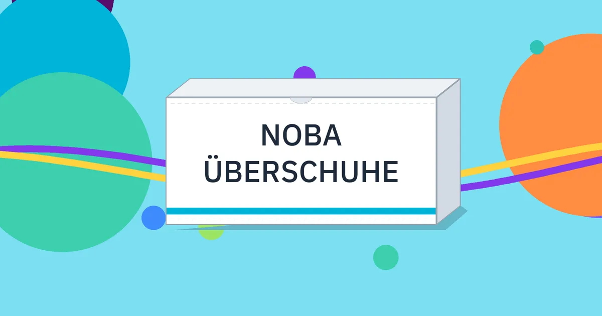 Symbolbild: Packung mit der Aufschrift NOBA ÜBERSCHUHE (PZN 09421683) – Verfügbarkeit und Bezug in Apotheken in Frankfurt am Main