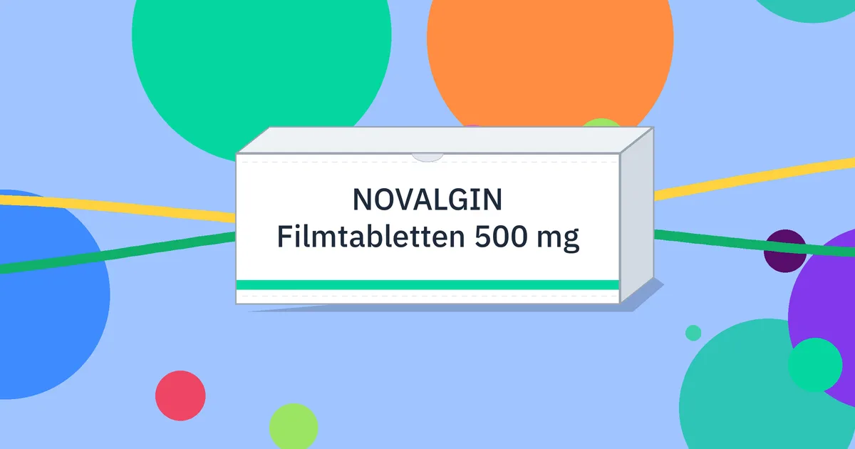 Symbolbild: Packung mit der Aufschrift NOVALGIN Filmtabletten 500 mg (PZN 20097846) – Verfügbarkeit und Bezug in Apotheken in Frankfurt am Main