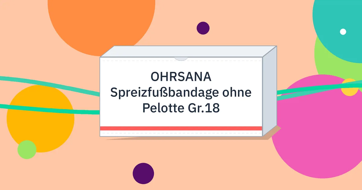 Symbolbild: Packung mit der Aufschrift OHRSANA Spreizfußbandage ohne Pelotte Gr.18 (PZN 02670331) – Verfügbarkeit und Bezug in Apotheken in Frankfurt am Main