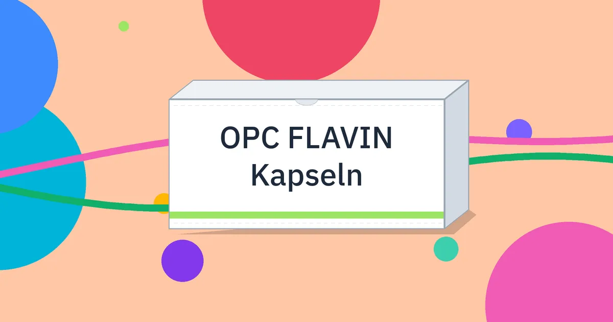 Symbolbild: Packung mit der Aufschrift OPC FLAVIN Kapseln (PZN 09738351) – Verfügbarkeit und Bezug in Apotheken in Frankfurt am Main