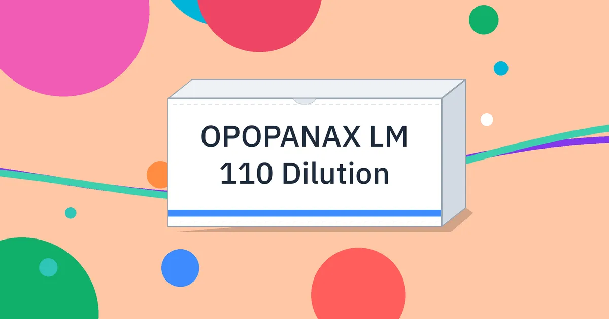 Symbolbild: Packung mit der Aufschrift OPOPANAX LM 110 Dilution (PZN 13627396) – Verfügbarkeit und Bezug in Apotheken in Frankfurt am Main