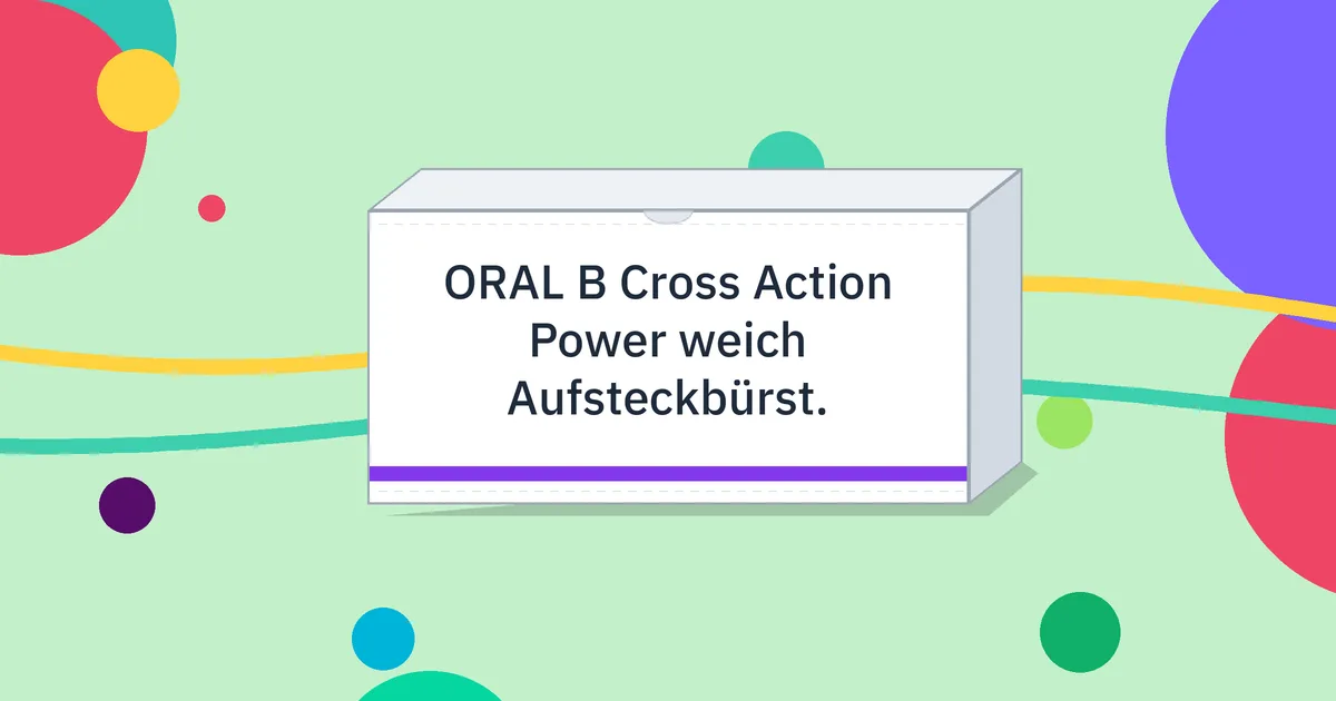 Symbolbild: Packung mit der Aufschrift ORAL B Cross Action Power weich Aufsteckbürst. (PZN 00168722) – Verfügbarkeit und Bezug in Apotheken in Frankfurt am Main