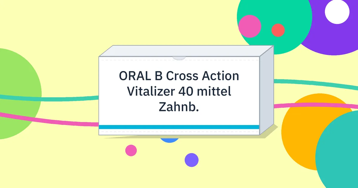 Symbolbild: Packung mit der Aufschrift ORAL B Cross Action Vitalizer 40 mittel Zahnb. (PZN 00096827) – Verfügbarkeit und Bezug in Apotheken in Frankfurt am Main