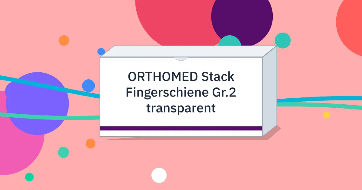 Symbolbild: Packung mit der Aufschrift ORTHOMED Stack Fingerschiene Gr.2 transparent (PZN 19466646) – Verfügbarkeit und Bezug in Apotheken in Frankfurt am Main