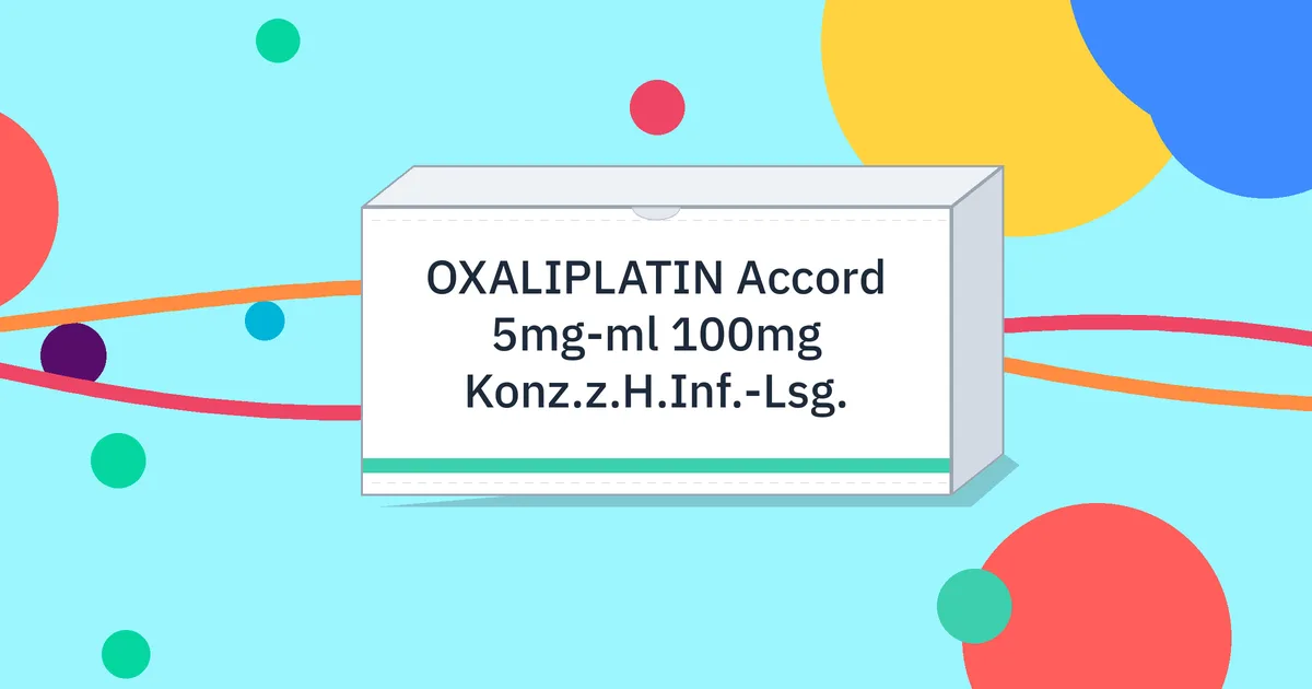 Symbolbild: Packung mit der Aufschrift OXALIPLATIN Accord 5mg-ml 100mg Konz.z.H.Inf.-Lsg. (PZN 00254278) – Verfügbarkeit und Bezug in Apotheken in Frankfurt am Main