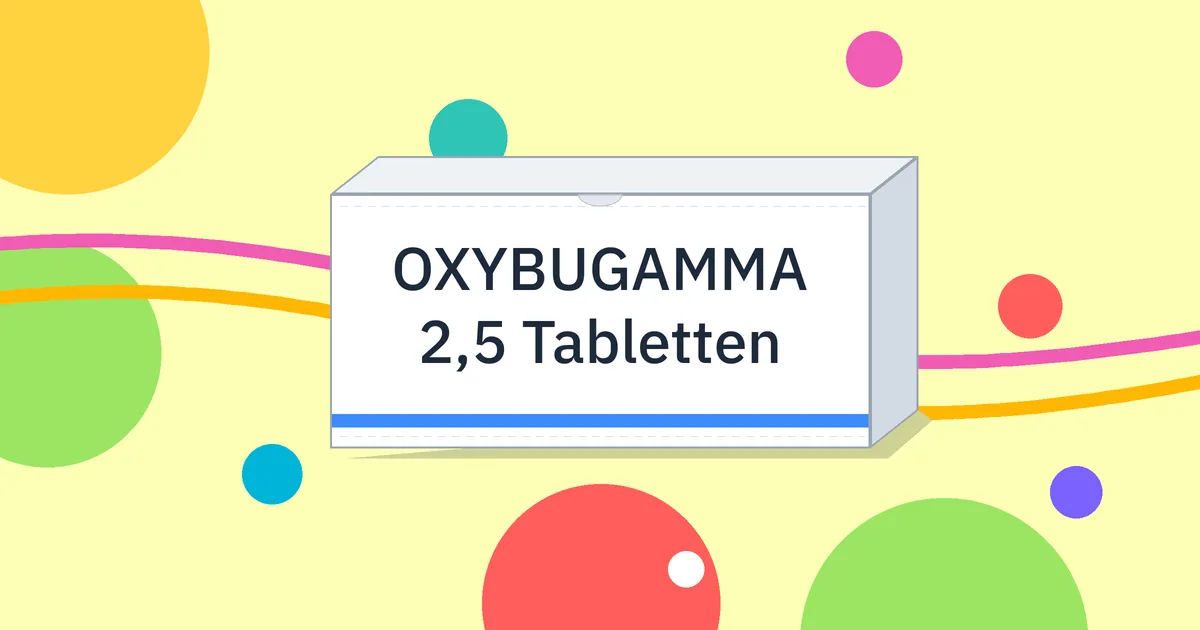 Symbolbild: Packung mit der Aufschrift OXYBUGAMMA 2,5 Tabletten (PZN 01414152) – Verfügbarkeit und Bezug in Apotheken in Frankfurt am Main