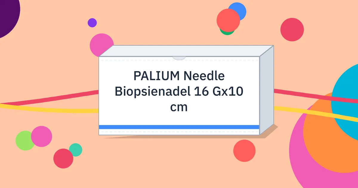 Symbolbild: Packung mit der Aufschrift PALIUM Needle Biopsienadel 16 Gx10 cm (PZN 16922799) – Verfügbarkeit und Bezug in Apotheken in Frankfurt am Main