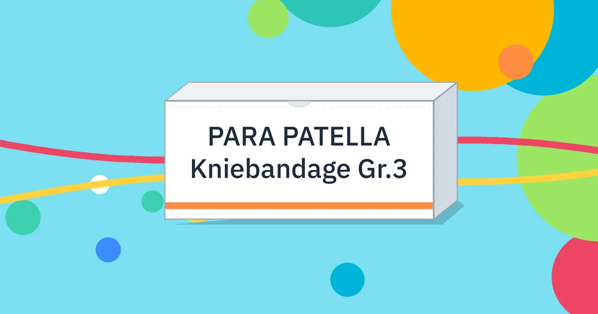 Symbolbild: Packung mit der Aufschrift PARA PATELLA Kniebandage Gr.3 (PZN 03754194) – Verfügbarkeit und Bezug in Apotheken in Frankfurt am Main