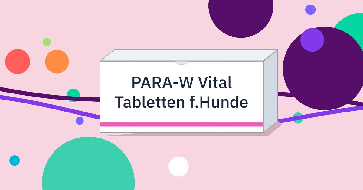 Symbolbild: Packung mit der Aufschrift PARA-W Vital Tabletten f.Hunde (PZN 19208950) – Verfügbarkeit und Bezug in Apotheken in Frankfurt am Main