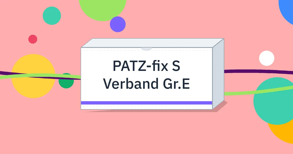 Symbolbild: Packung mit der Aufschrift PATZ-fix S Verband Gr.E (PZN 06813193) – Verfügbarkeit und Bezug in Apotheken in Frankfurt am Main