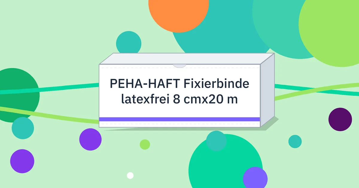 Symbolbild: Packung mit der Aufschrift PEHA-HAFT Fixierbinde latexfrei 8 cmx20 m (PZN 18716414) – Verfügbarkeit und Bezug in Apotheken in Frankfurt am Main