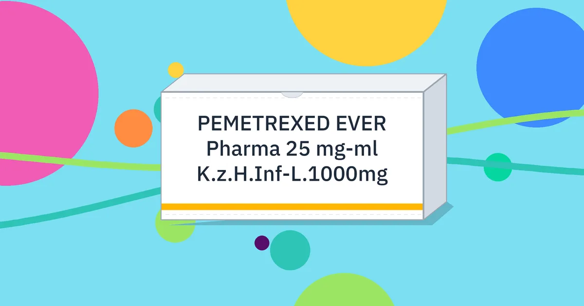 Symbolbild: Packung mit der Aufschrift PEMETREXED EVER Pharma 25 mg-ml K.z.H.Inf-L.1000mg (PZN 16771165) – Verfügbarkeit und Bezug in Apotheken in Frankfurt am Main