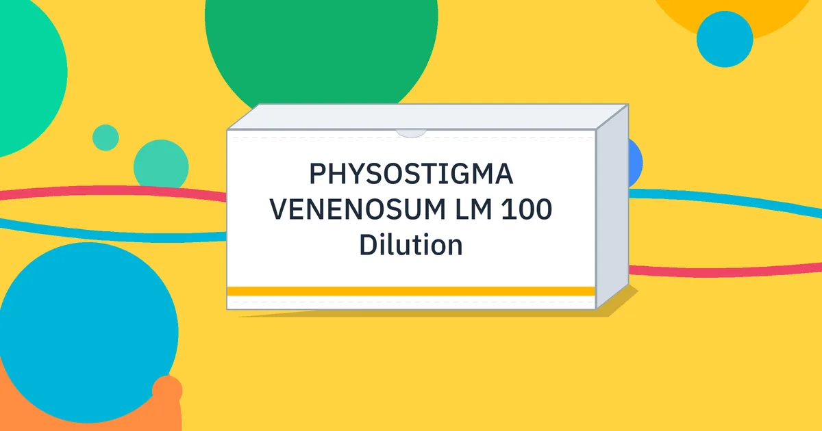 Symbolbild: Packung mit der Aufschrift PHYSOSTIGMA VENENOSUM LM 100 Dilution (PZN 13035632) – Verfügbarkeit und Bezug in Apotheken in Frankfurt am Main
