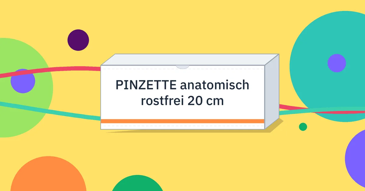 Symbolbild: Packung mit der Aufschrift PINZETTE anatomisch rostfrei 20 cm (PZN 05523062) – Verfügbarkeit und Bezug in Apotheken in Frankfurt am Main