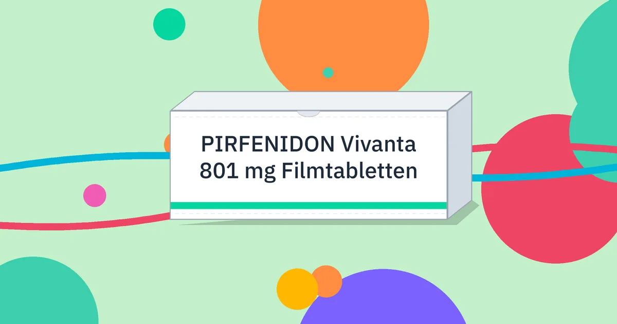 Symbolbild: Packung mit der Aufschrift PIRFENIDON Vivanta 801 mg Filmtabletten (PZN 18351562) – Verfügbarkeit und Bezug in Apotheken in Frankfurt am Main