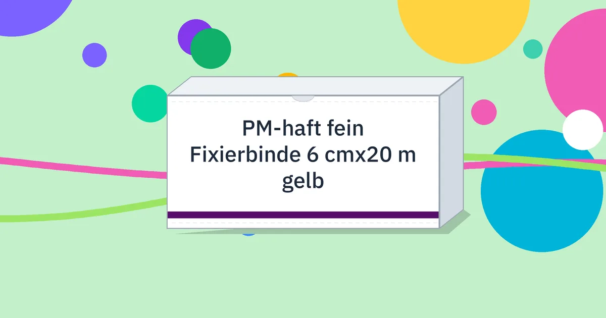 Symbolbild: Packung mit der Aufschrift PM-haft fein Fixierbinde 6 cmx20 m gelb (PZN 18846341) – Verfügbarkeit und Bezug in Apotheken in Frankfurt am Main