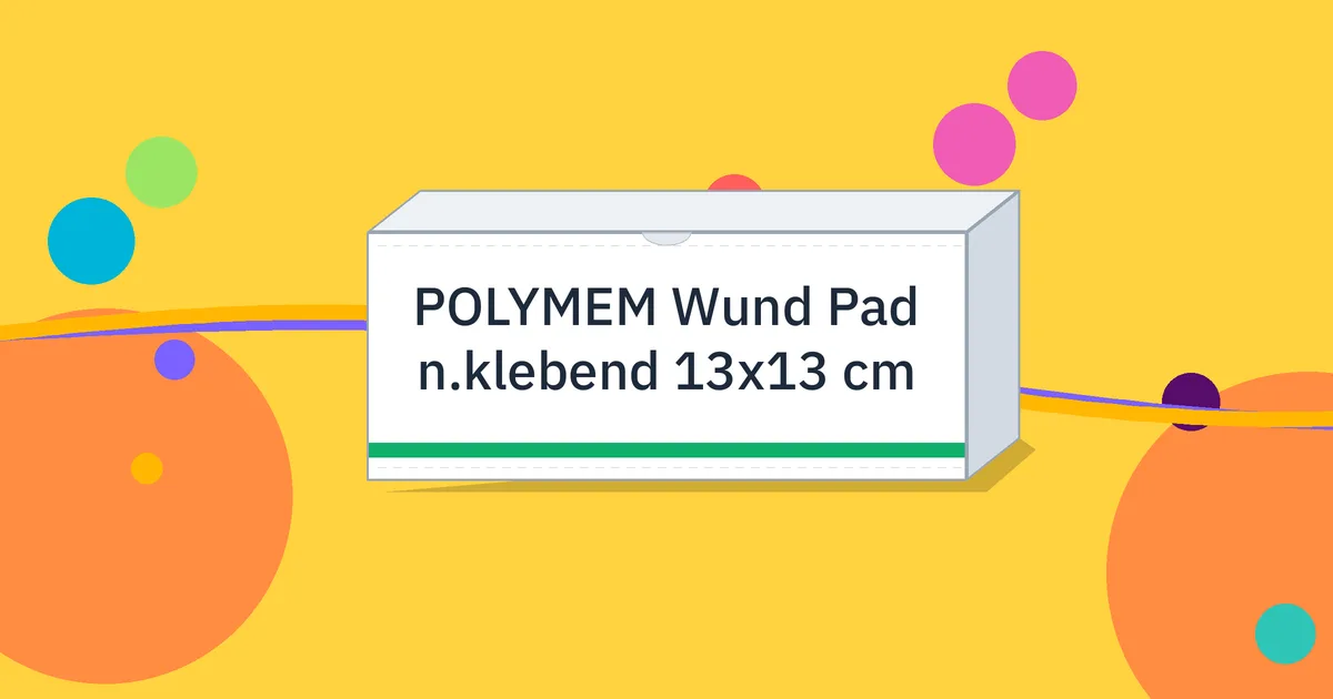 Symbolbild: Packung mit der Aufschrift POLYMEM Wund Pad n.klebend 13x13 cm (PZN 00045379) – Verfügbarkeit und Bezug in Apotheken in Frankfurt am Main